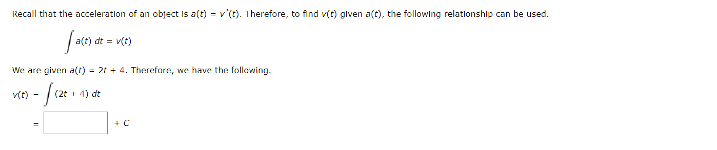 Solved Recall that the acceleration of an object is | Chegg.com