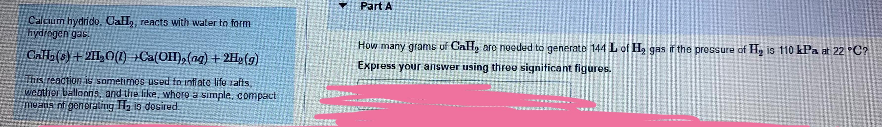 Solved Calcium hydride, CaH2, ﻿reacts with water to form | Chegg.com