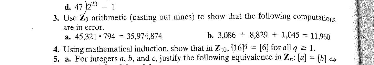 Solved d. 47)223 1 3. Use Ź, arithmetic (casting out nines) | Chegg.com