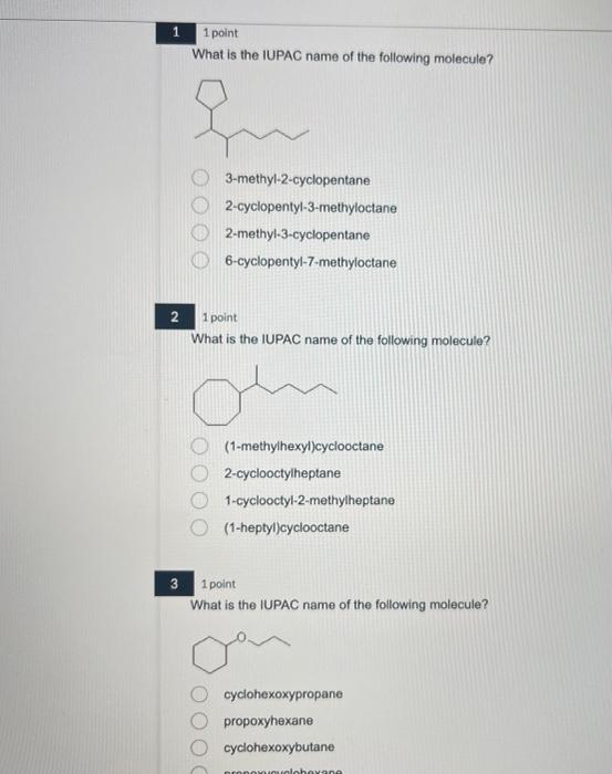 Solved What is the IUPAC name of the following molecule? | Chegg.com