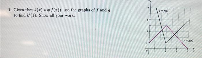 Solved 1. Given that k(x)=g(f(x)), use the graphs of f and g | Chegg.com