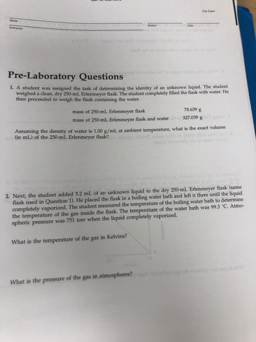 Solved Pre-Laboratory Questions 1. A student was assigned | Chegg.com