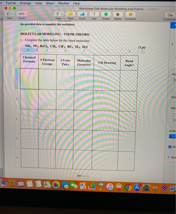 Solved rt Format Arrange View Share Window Help 2 Worksheet | Chegg.com