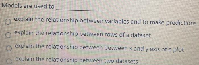 Solved Models are used to explain the relationship between | Chegg.com