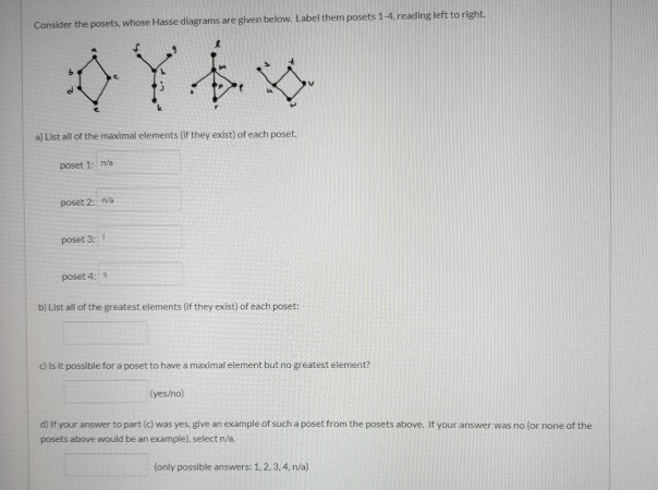 Solved Consider the posts, whose Hasse diagrams are given | Chegg.com