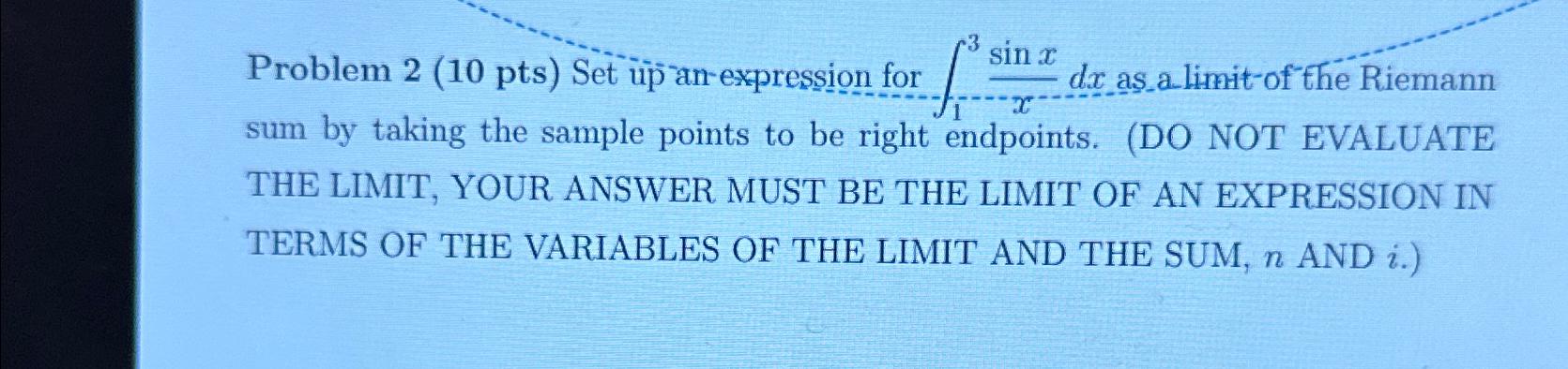 Solved Problem 2 (10 ﻿pts) ﻿Set up an expression for | Chegg.com