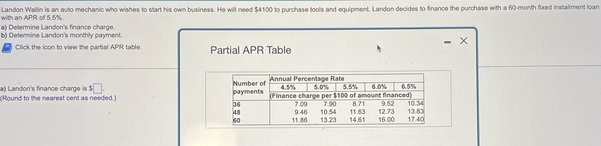 Solved with an APR of 5.5%.a) ﻿Determine Landon's finance | Chegg.com