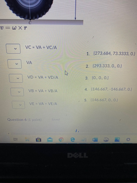 Solved Question 5 (1 point) Example VF = VÀ + VF/A B B D 30 | Chegg.com