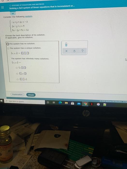 Solved O SYSTEMS OF EQUATIONS AND MATRICES Solving a 3x3 | Chegg.com