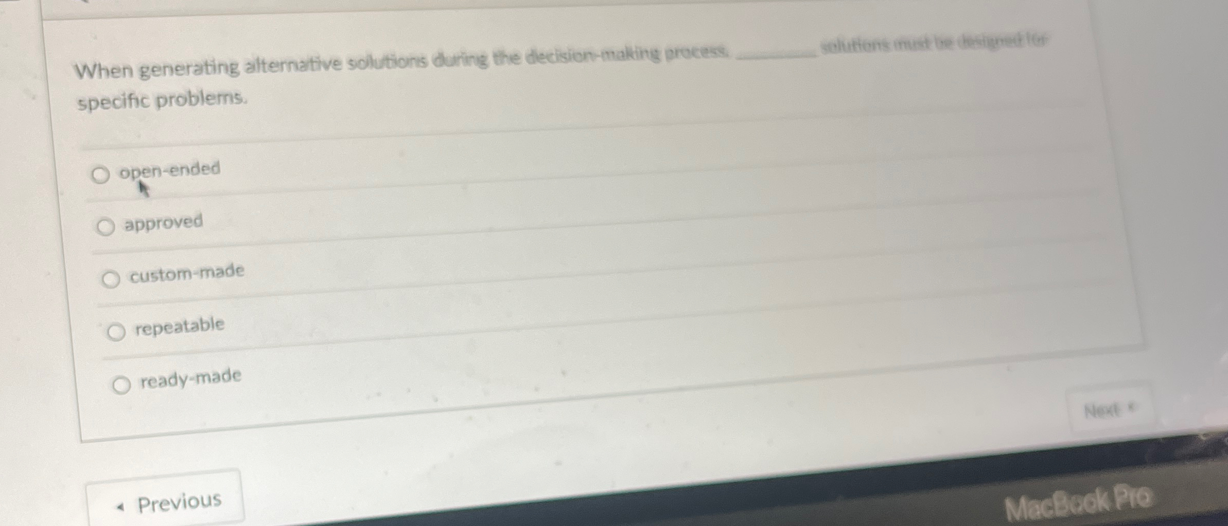 Solved When generating alternative solutions during the | Chegg.com