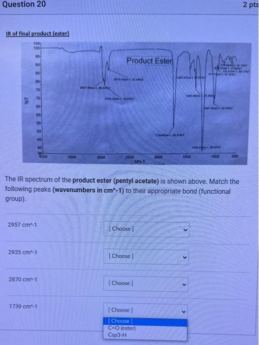 Solved The IR spectrum of the product ester (pentyl acetate) | Chegg.com