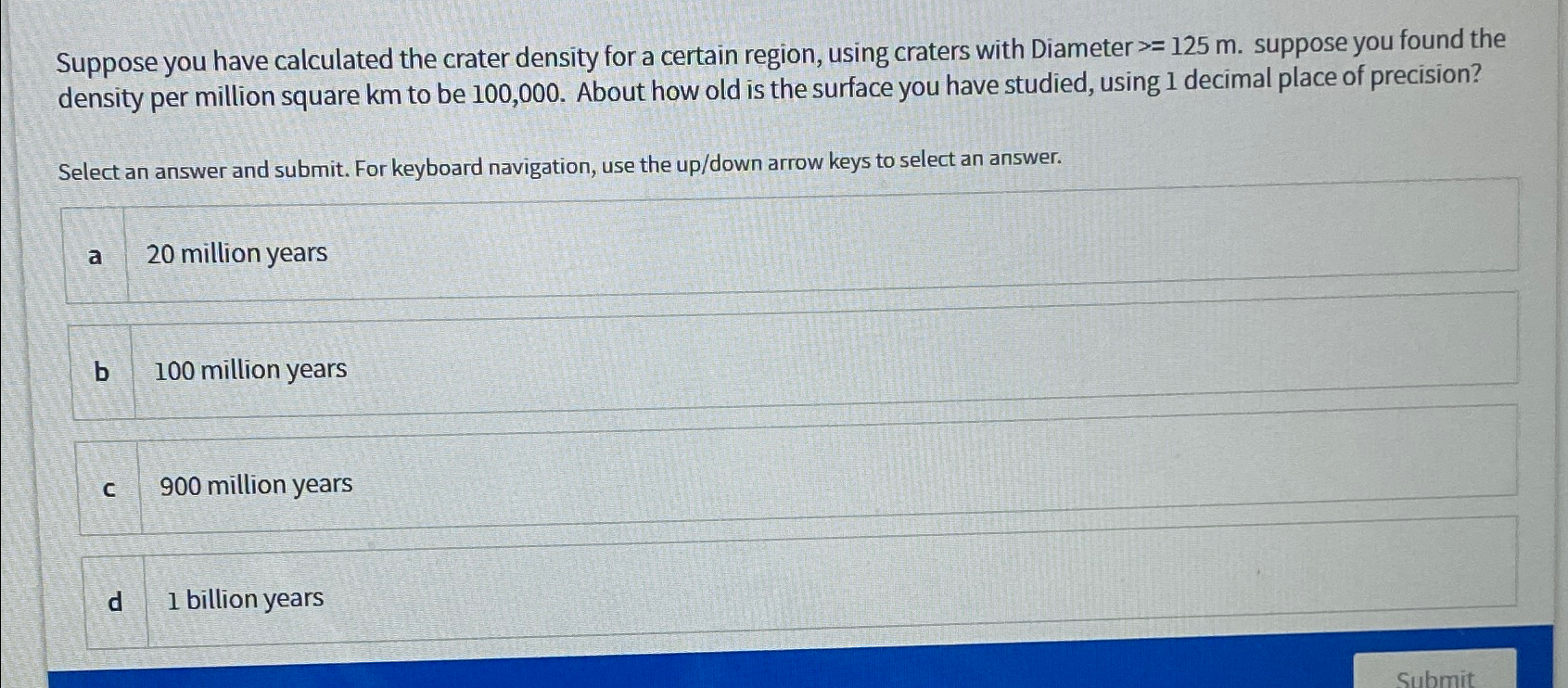 Solved Suppose you have calculated the crater density for a | Chegg.com