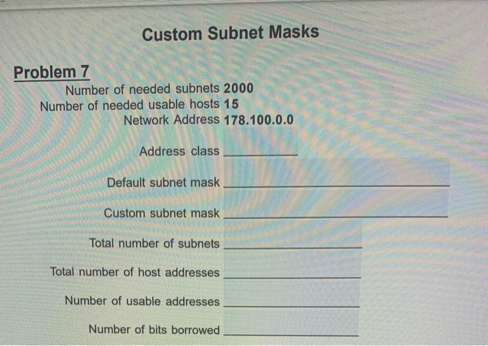 Solved Custom Subnet Masks Problem 4 Number Of Needed 0710