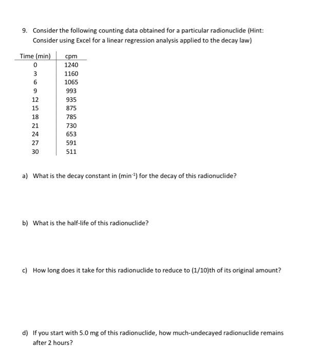 Solved 9. Consider the following counting data obtained for | Chegg.com Solved 9. Consider the following counting data obtained for | Chegg.com