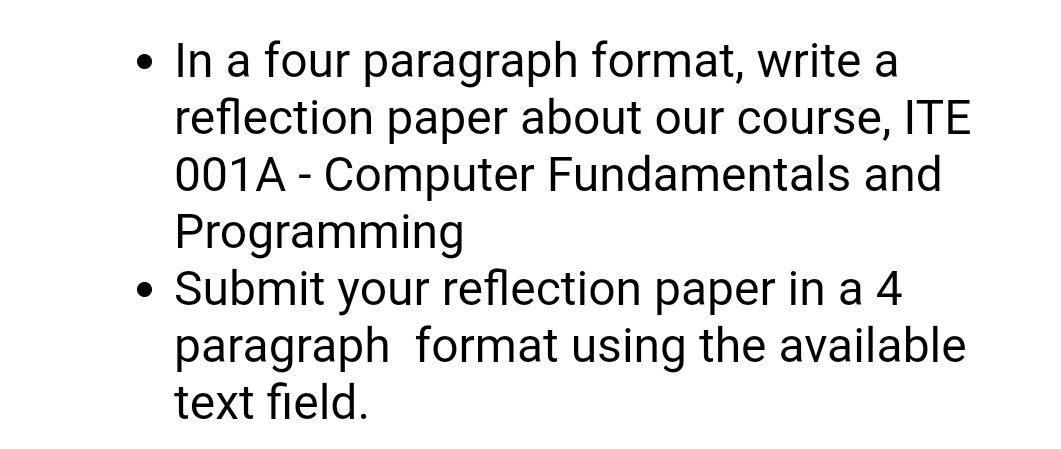 In a four paragraph format, write a reflection | Chegg.com