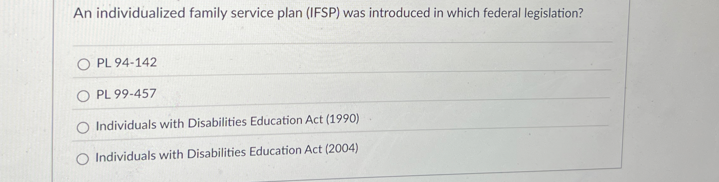 Solved An individualized family service plan (IFSP) ﻿was | Chegg.com