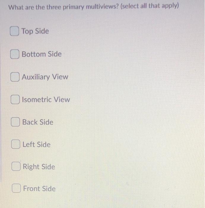 Solved What are the three primary multiviews? (select all | Chegg.com