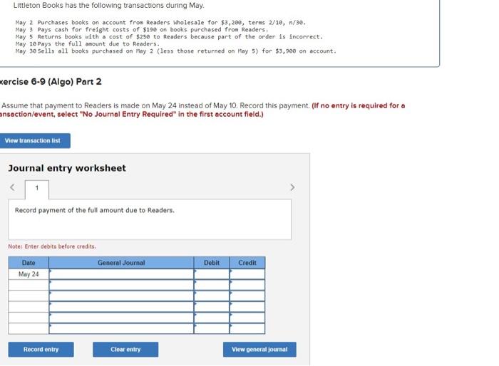 Solved Littleton Books has the following transactions during | Chegg.com