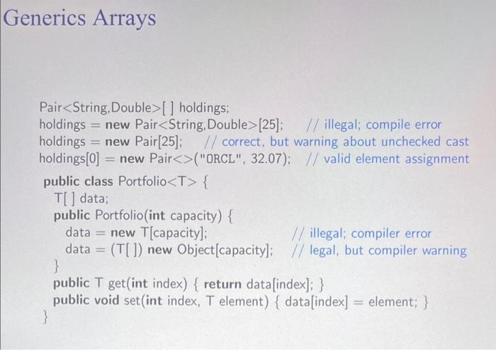 Solved Generics Arrays Pair Holdings Holdings New 5805