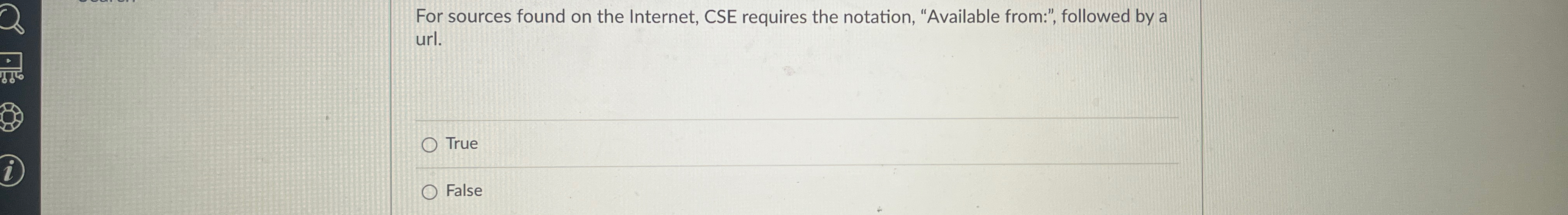 Solved For sources found on the Internet, CSE requires the | Chegg.com