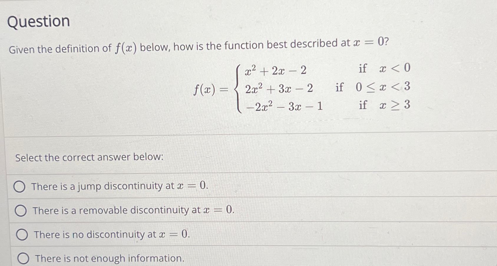 Solved QuestionGiven the definition of f(x) ﻿below, how is | Chegg.com