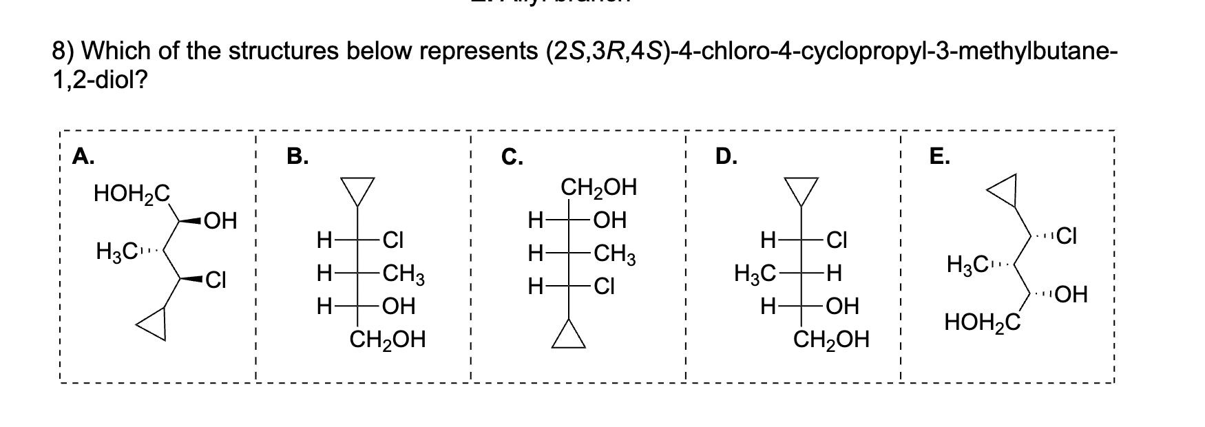Solved Which of ﻿the structures below represents | Chegg.com