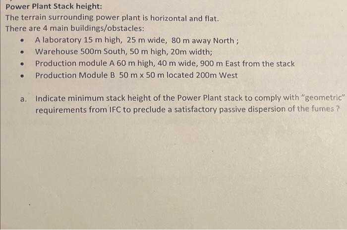 Solved Power Plant Stack height: The terrain surrounding | Chegg.com