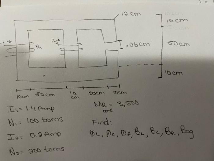 Solved I1=1.4Amp N1=100 torns I2=0.2Amp N2=200 torns | Chegg.com