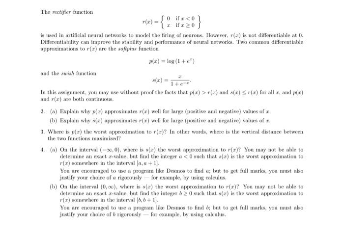 Solved The rectifier function r(x)={0x if x