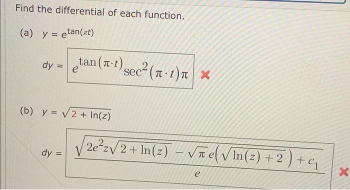 Solved Find the differential of each function. (a) y = | Chegg.com