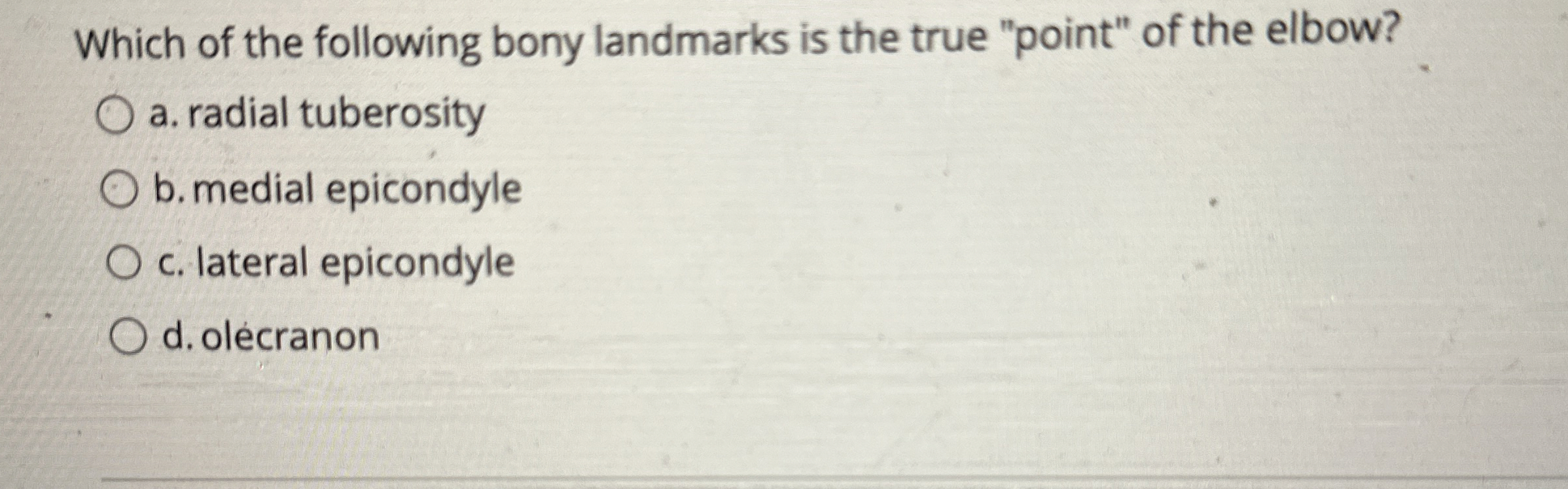 Solved Which of the following bony landmarks is the true | Chegg.com