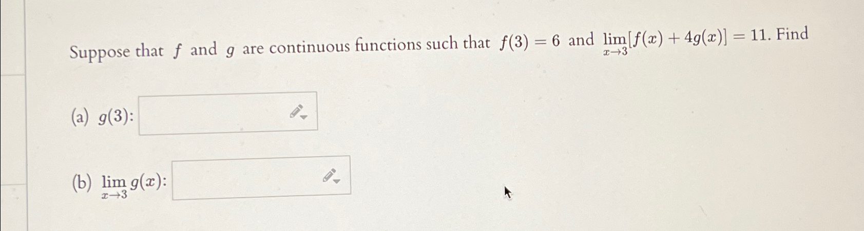 Solved Suppose that f ﻿and g ﻿are continuous functions such | Chegg.com