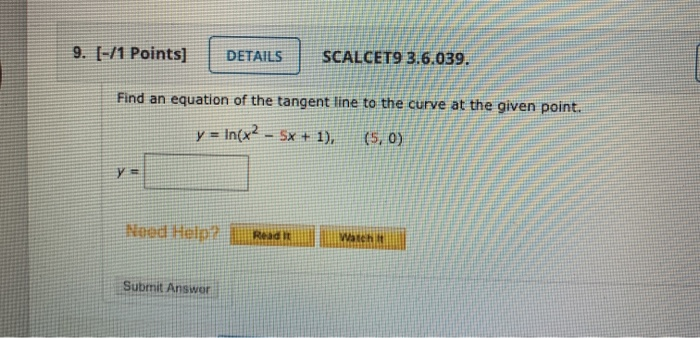 Solved 9. (-/1 Points] DETAILS SCALCET9 3.6.039. Find an | Chegg.com