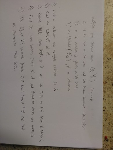 suppose you observe data Xi Yi) i=1, ..n X; is the | Chegg.com