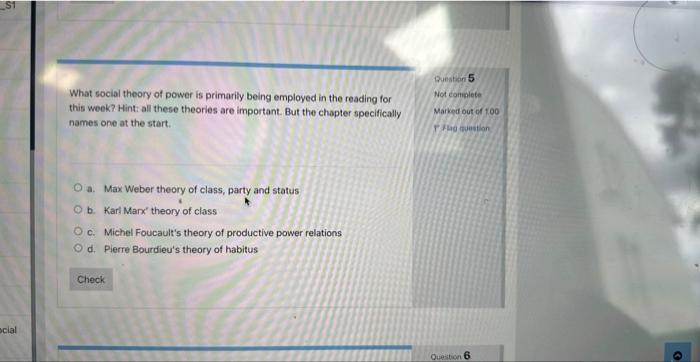 What social theory of power is primarily being | Chegg.com