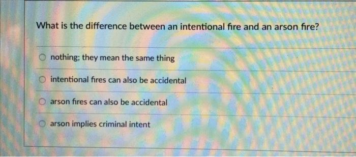 What is the difference between an intentional fire | Chegg.com