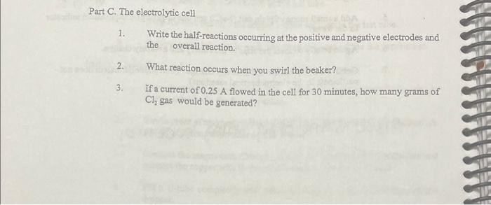 Solved Part C The Electrolytic Cell 1 Place Approximately