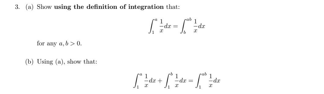 Solved 3. (a) Show using the definition of integration that: | Chegg.com