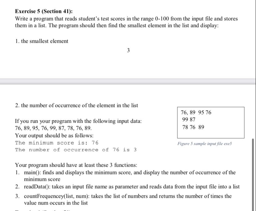 Solved Exercise 5 (Section 41):Write a program that reads | Chegg.com
