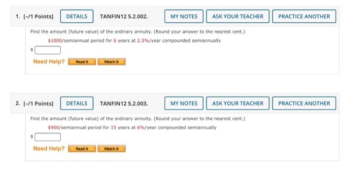 Solved PRACTICE ANOTHER 1. (-/1 Points) DETAILS TANFIN 12 | Chegg.com Solved PRACTICE ANOTHER 1. (-/1 Points) DETAILS TANFIN 12 | Chegg.com
