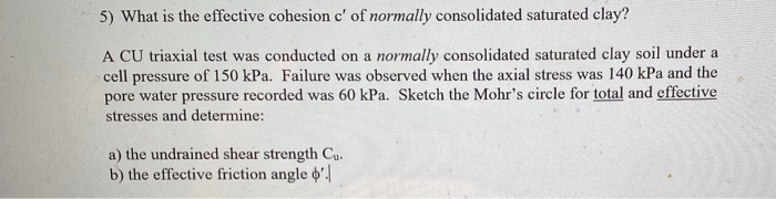 Solved 5) What is the effective cohesion c' of normally | Chegg.com