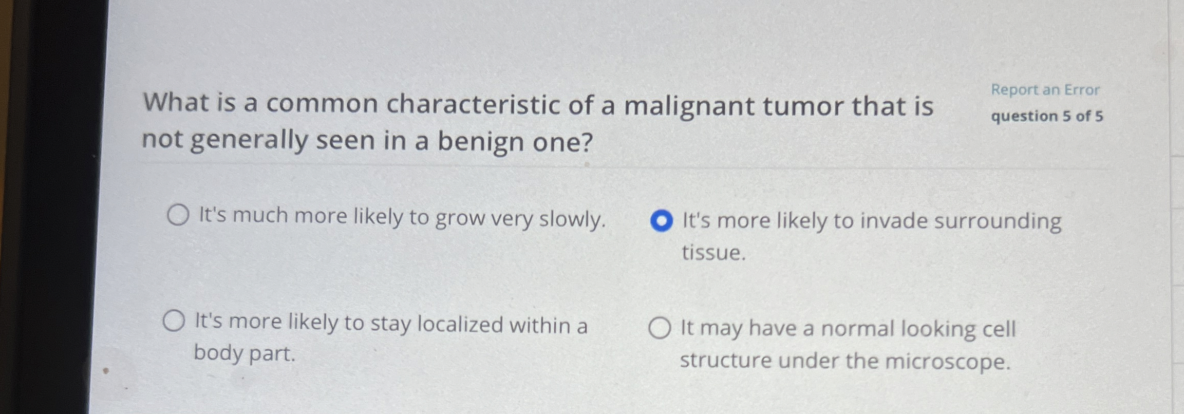 Solved What is a common characteristic of a malignant tumor | Chegg.com