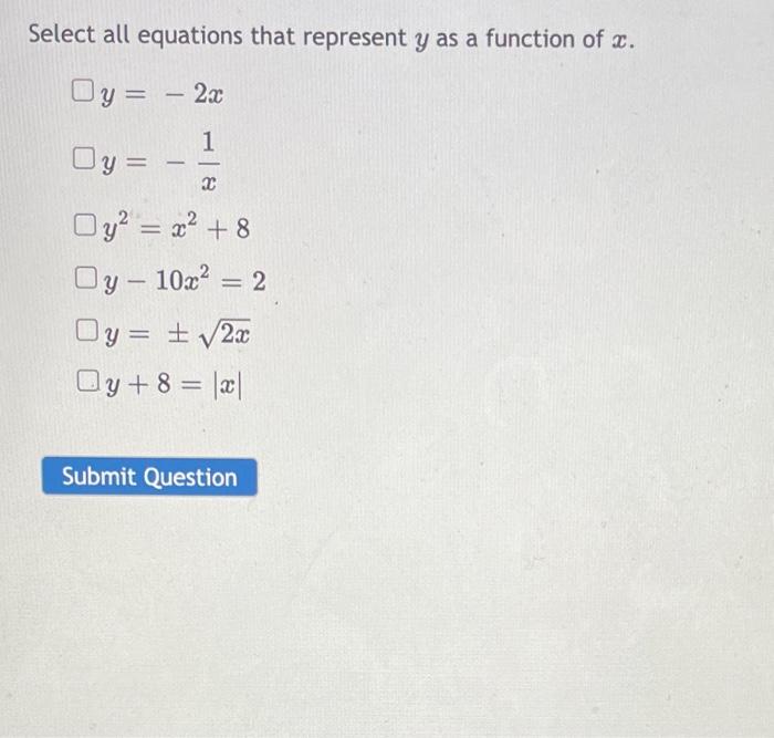 Solved Choose all of the following that are functions (check | Chegg.com