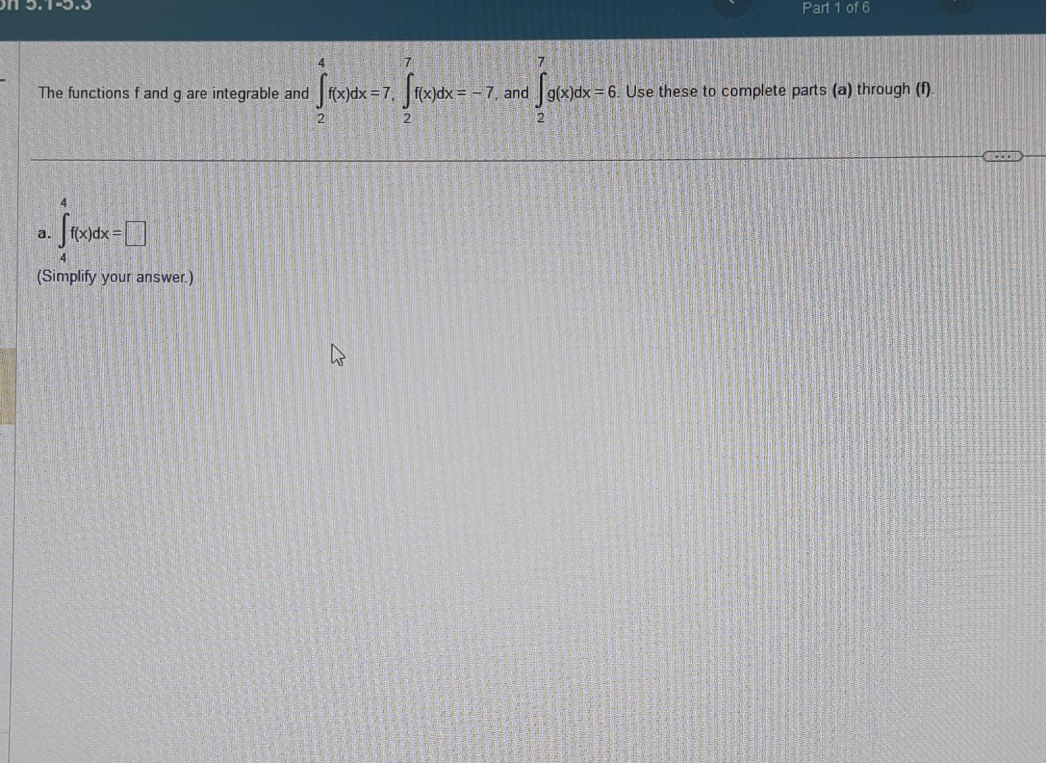 Solved The functions f and g are integrable and | Chegg.com | Chegg.com