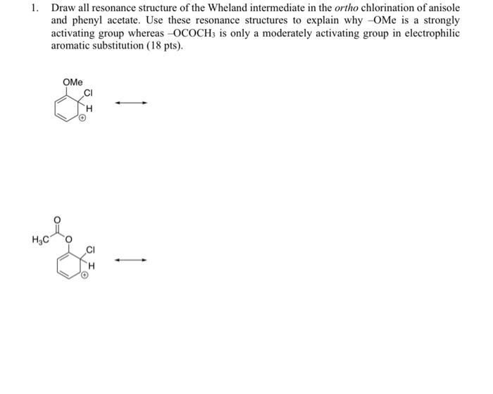 Solved 1. Draw all resonance structure of the Wheland | Chegg.com