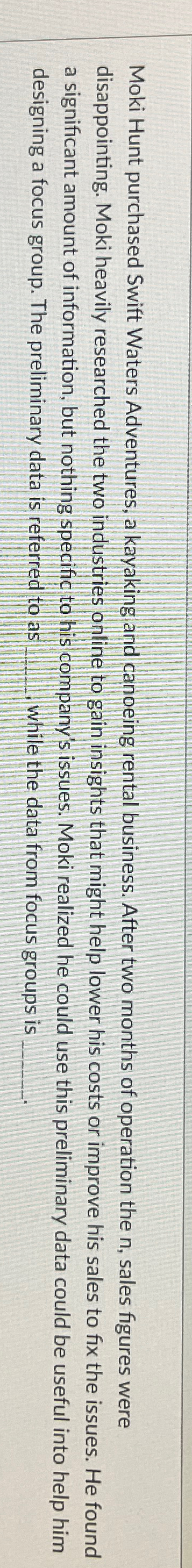 Solved Moki Hunt purchased Swift Waters Adventures, a | Chegg.com