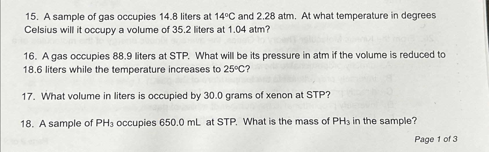 Solved A sample of gas occupies 14.8 ﻿liters at 14°C ﻿and | Chegg.com