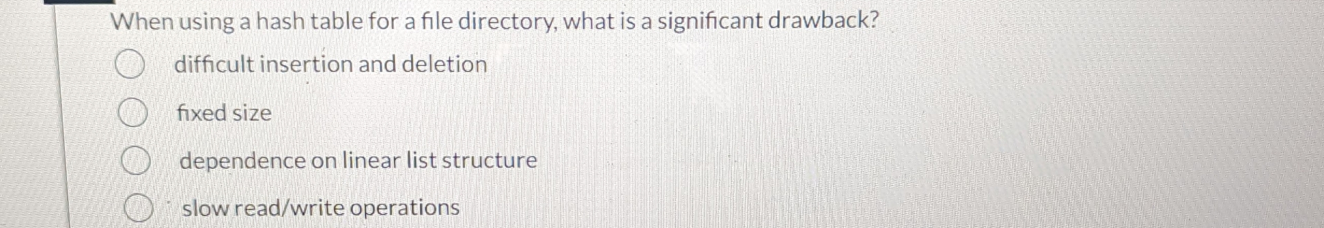 Solved When using a hash table for a file directory, what is | Chegg.com