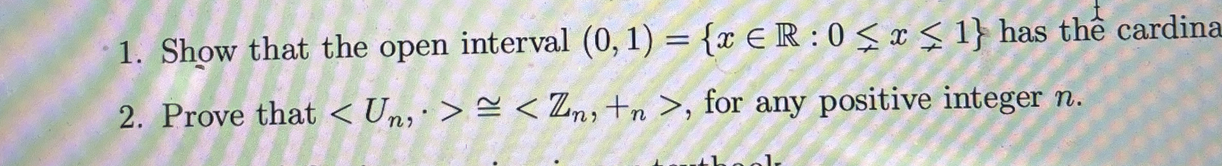 Prove that ≅(:Zn,+?n:), ﻿for any positive integer n. | Chegg.com