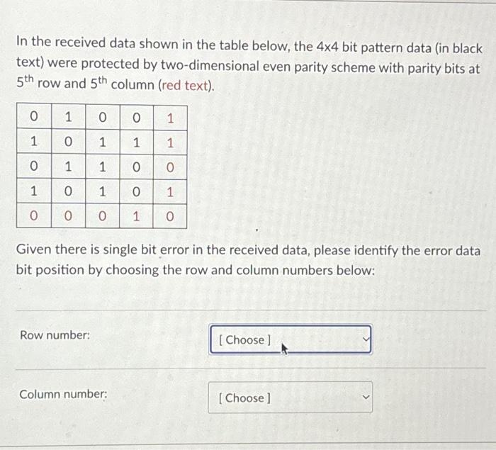 Solved In the received data shown in the table below, the | Chegg.com